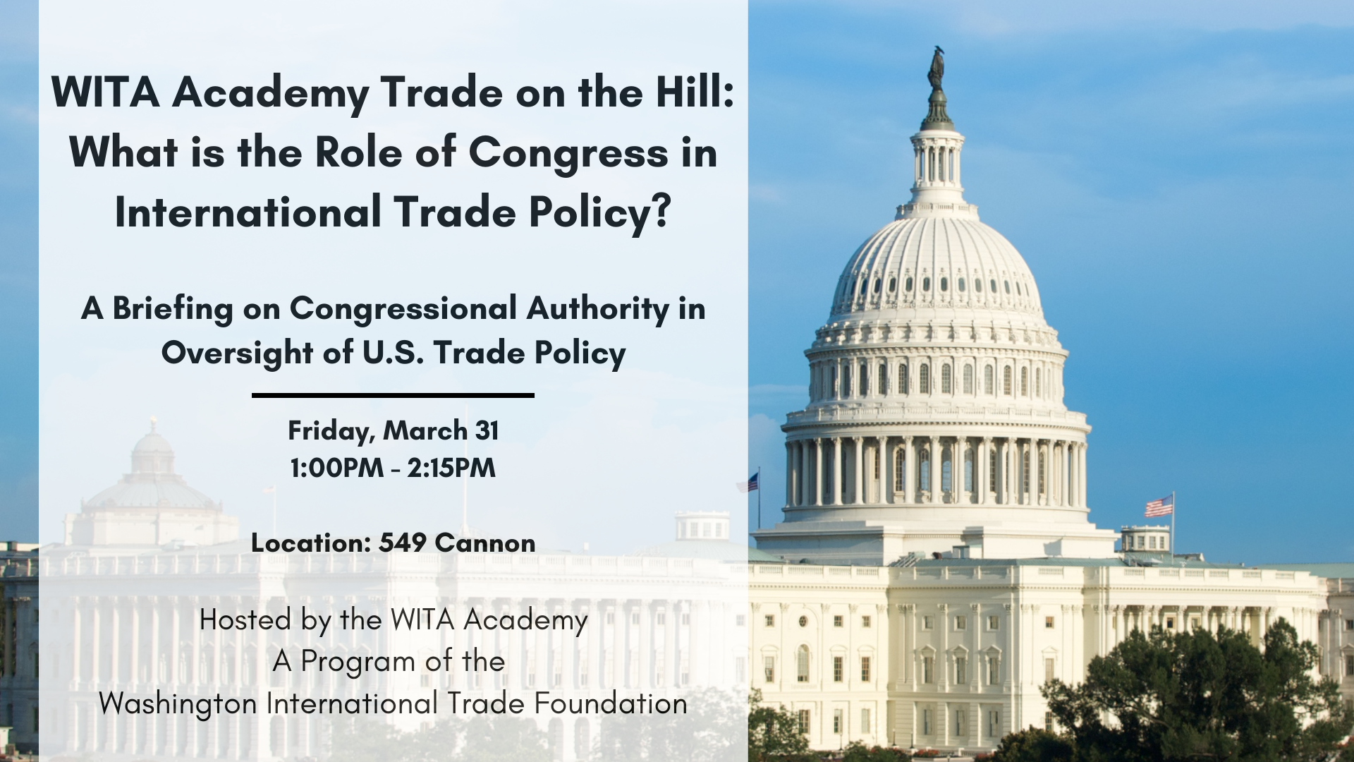 WITA Academy Trade on the Hill Series: What is the Role of Congress in ...